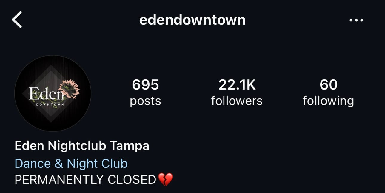 Eden Nightclub Downtown Tampa Shuts Down permanently | TAMPA LATEST